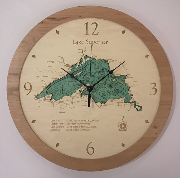 Lake Superior - Custom Wooden Lake Clock - Great Lakes - Time Square ...